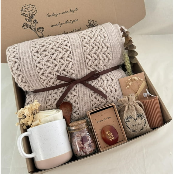 Bereavement Gift Basket for Women, Self Care Package with Blanket and ...
