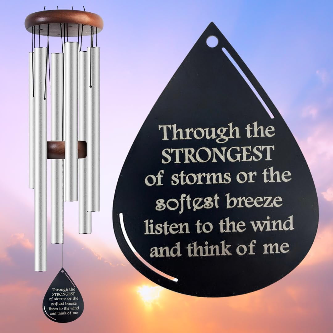 Bereavement Wind Chimes in Memory of Loved Ones, 28" Sympathy Gift for Sister Brother Dad Wife ...