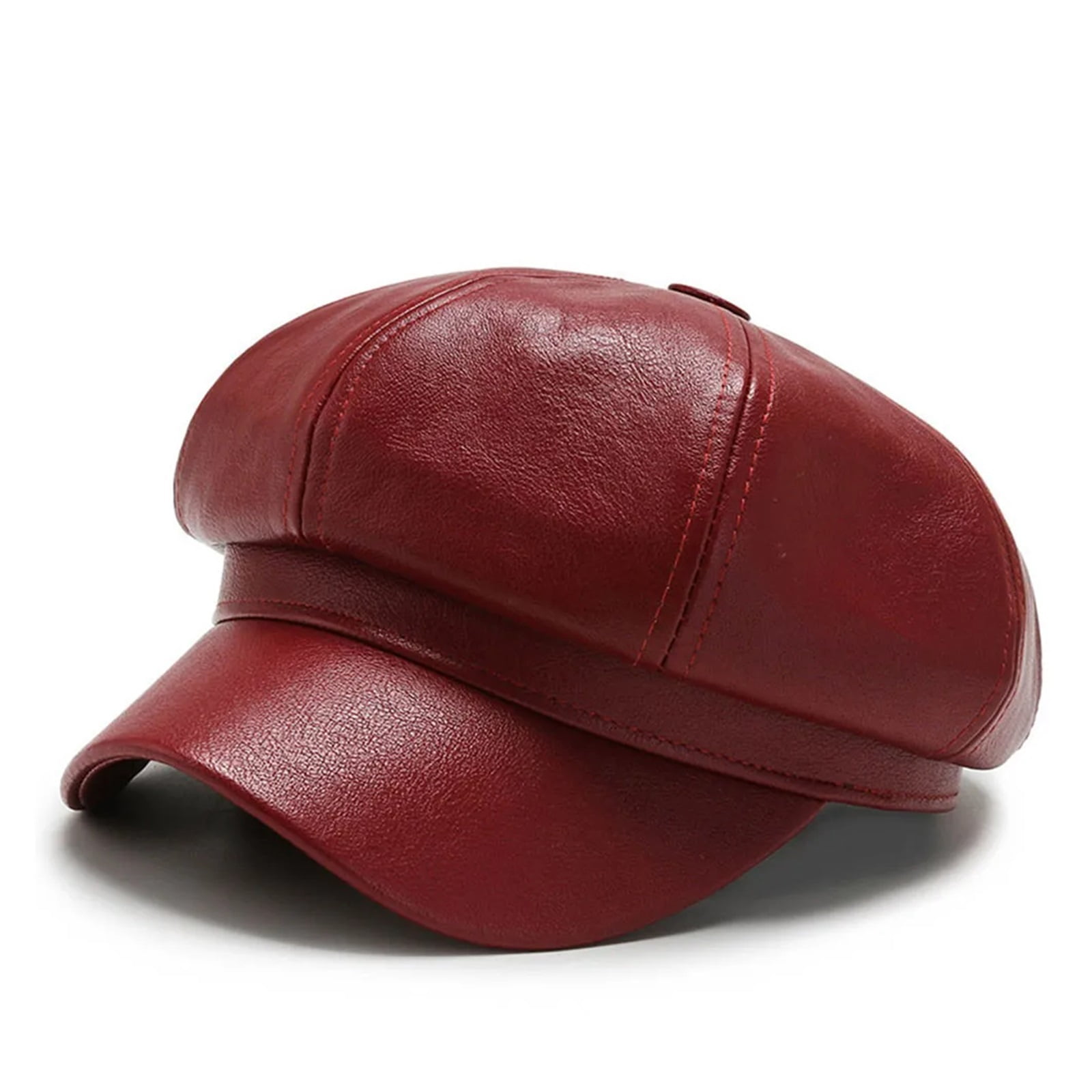 Beret Duck Tongue Cap Winter Hat PU Octagonal Cap Leather Cap Fashion ...