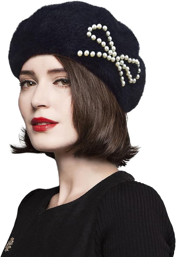 Beret Hat, Ladys Winter Fall Classic Beret Beanie Faux Solid Color Hat ...