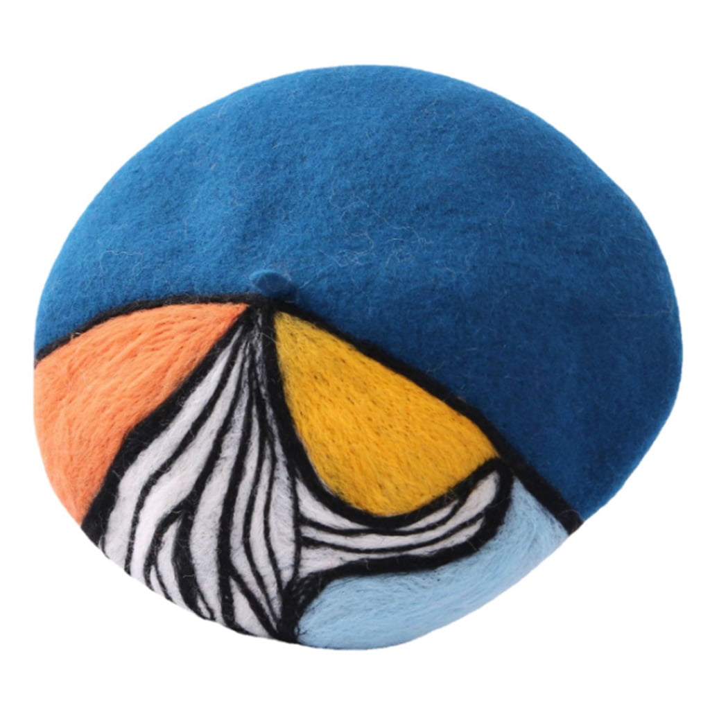 Beret Hats Woolen Made Cap in Japanese Retro Oil Painting Hat in Bright ...