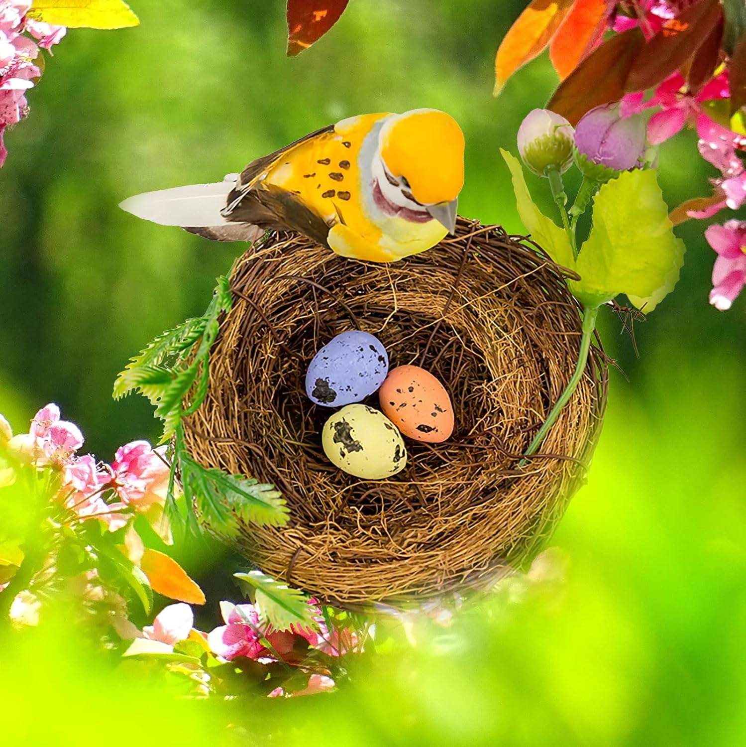 Berfutall-Easter Artificial Nest Natural Bird Nest Kit includes ...