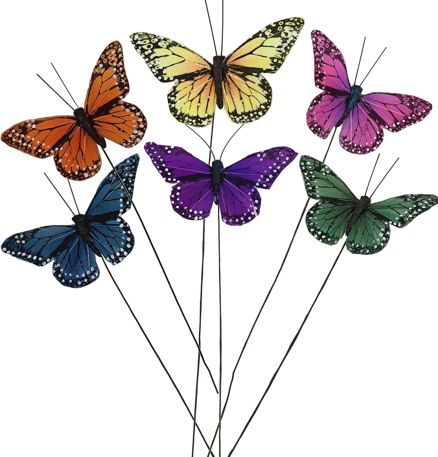 Berfutall- Feather Butterfly Decorations Set of 12 Vibrant Multi ...