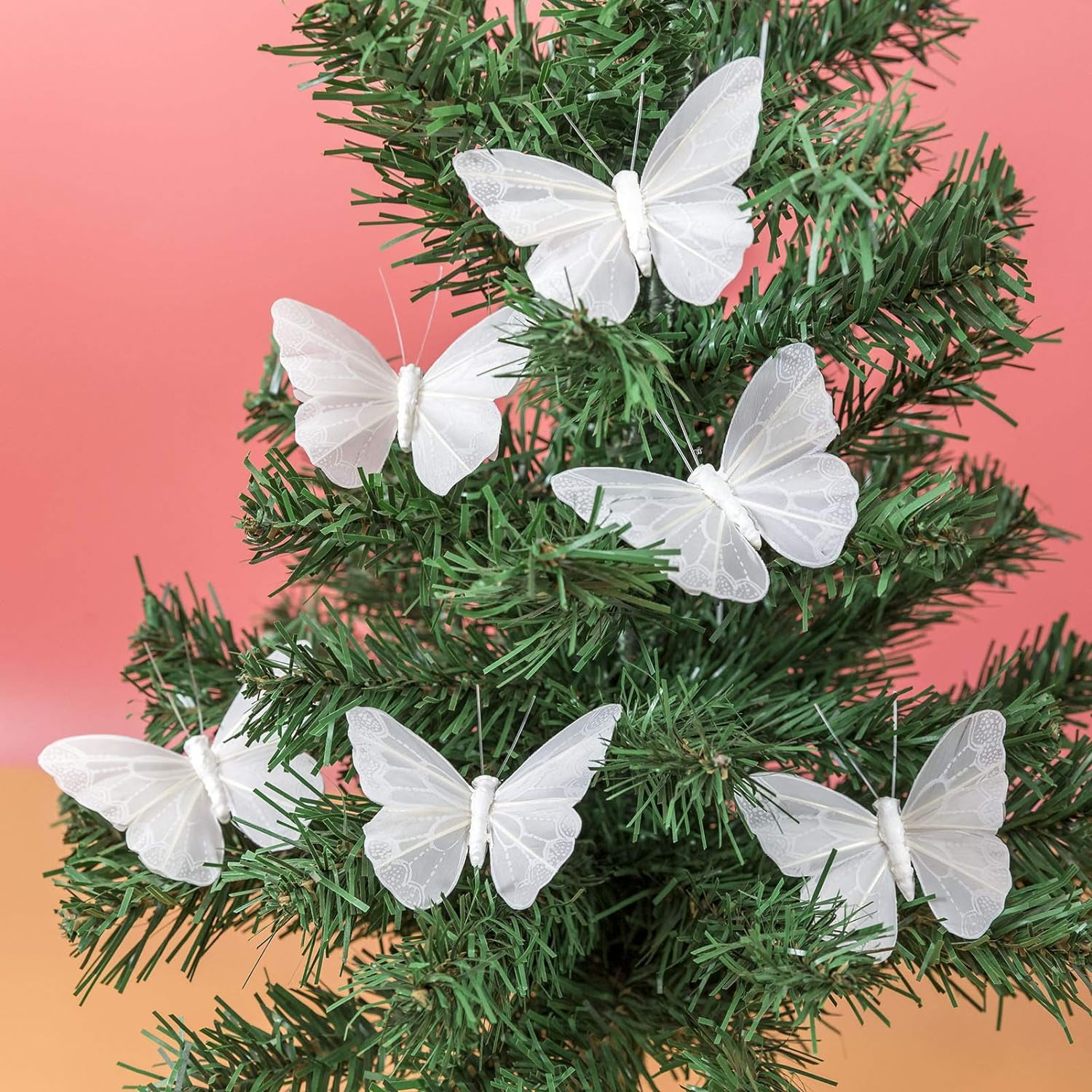 Berfutall- Feather Butterfly Decorations Set of 12 pcs White Craft ...