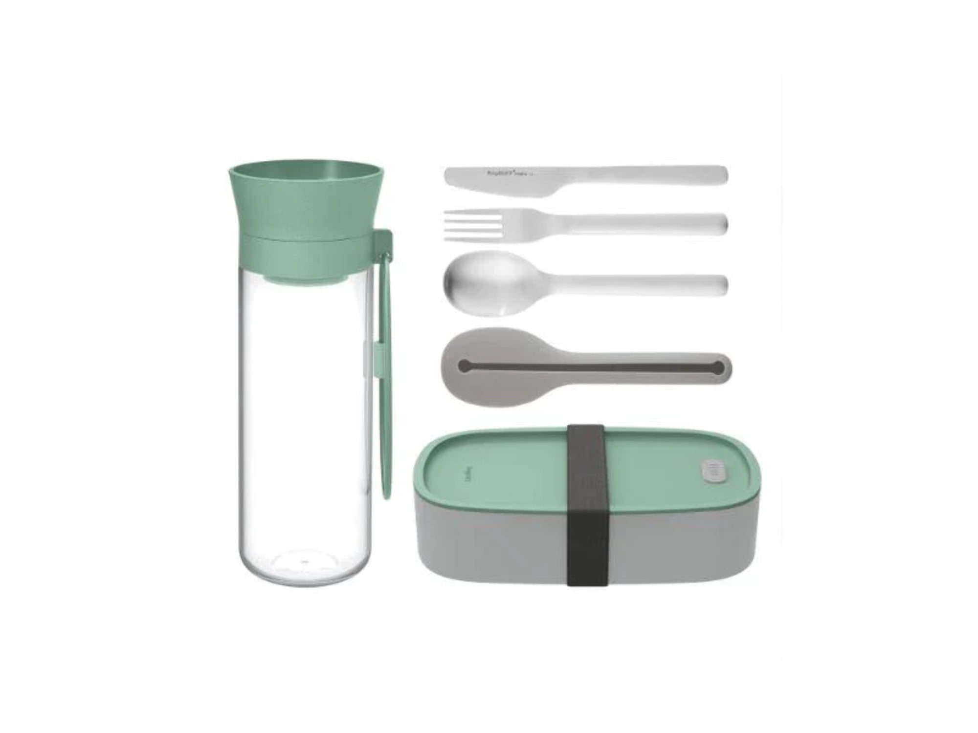 BergHOFF Leo Lunch Set, Water Bottle Flatware and Bento Box, Green ...
