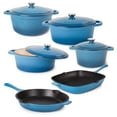BergHOFF Neo 10Pc Enamel Cast Iron Pots, Pans & Dutch Cooking Set, Blue ...