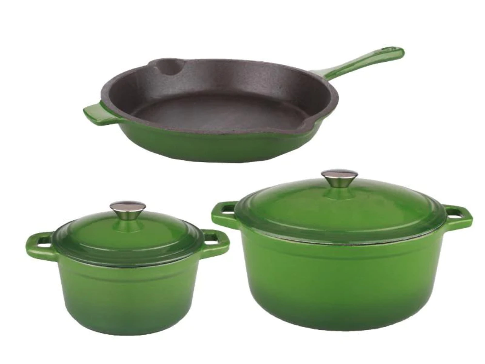 BergHOFF Neo 5Pc Cast Iron Set, 3Qt Covered Dutch Oven, 5Qt Covered ...