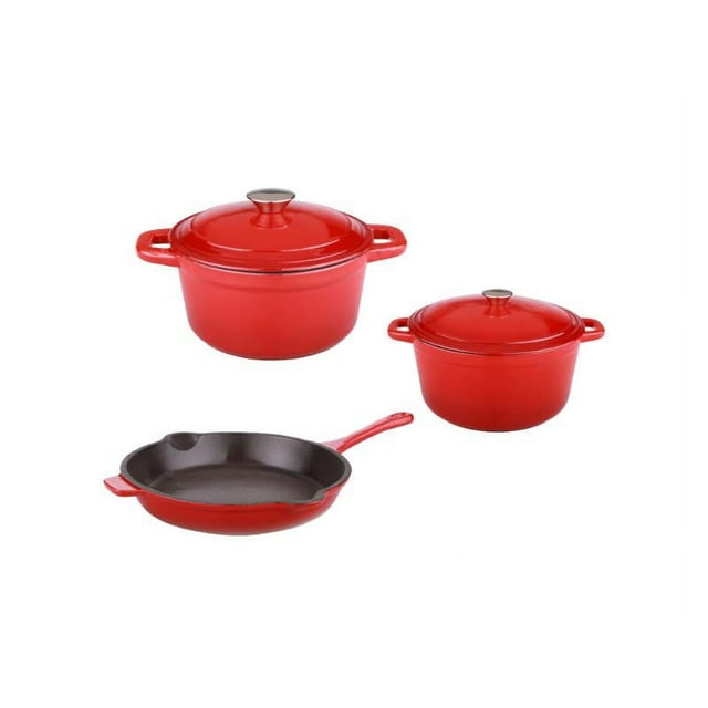 BergHOFF Neo 5Pc Cast Iron Set, 3Qt Covered Dutch Oven, 5Qt Covered ...