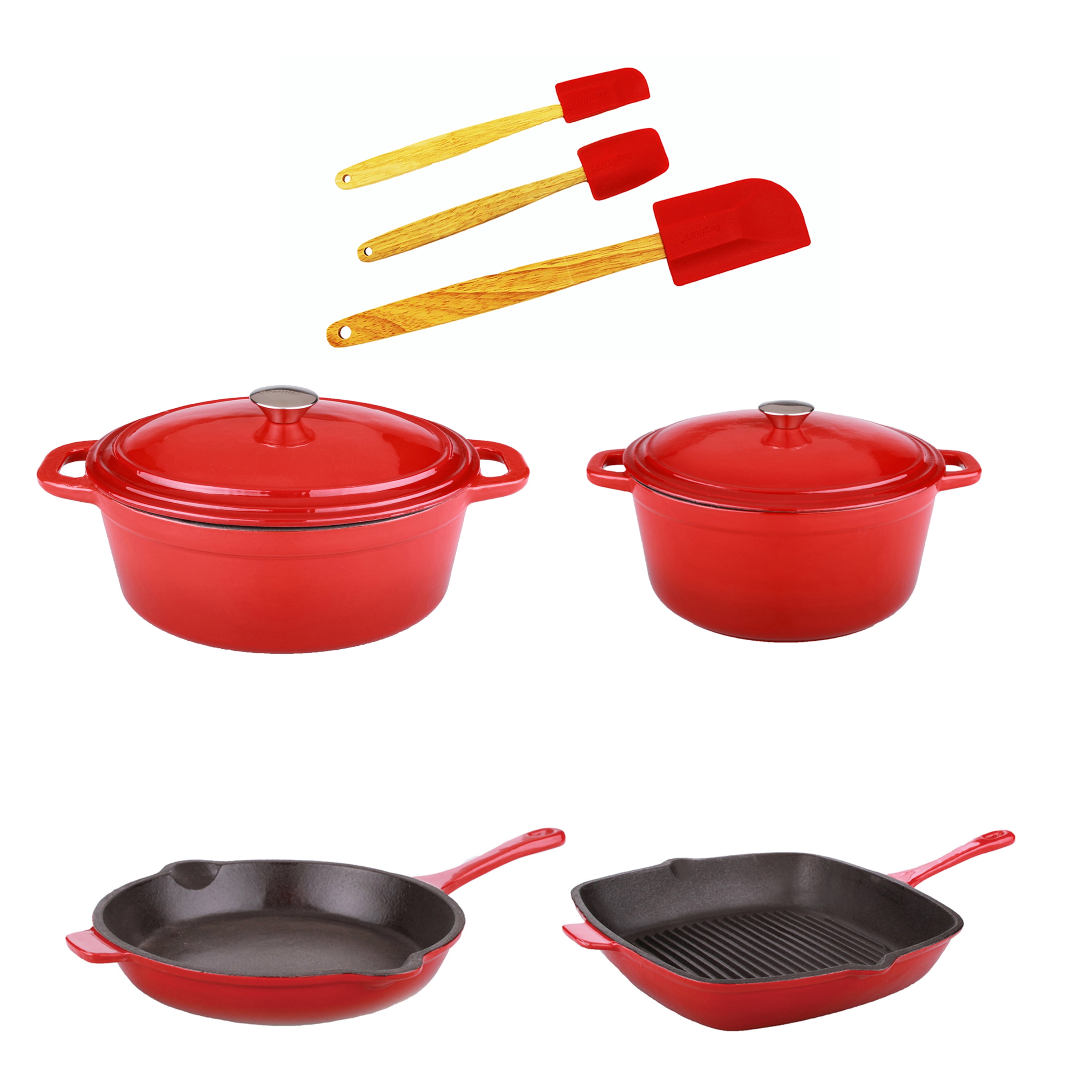 BergHOFF Neo 9Pc Cast Iron Cookware Set, Red - Walmart.com