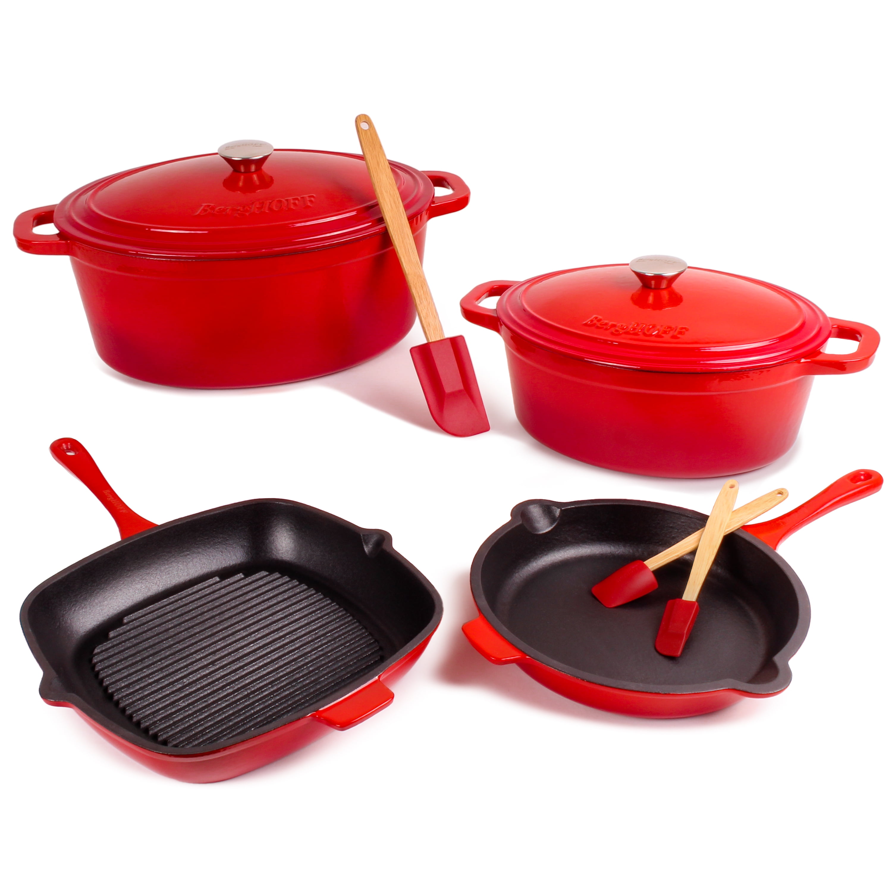 BergHOFF Neo 9pc Cast Iron Cookware Set, Red - Walmart.com