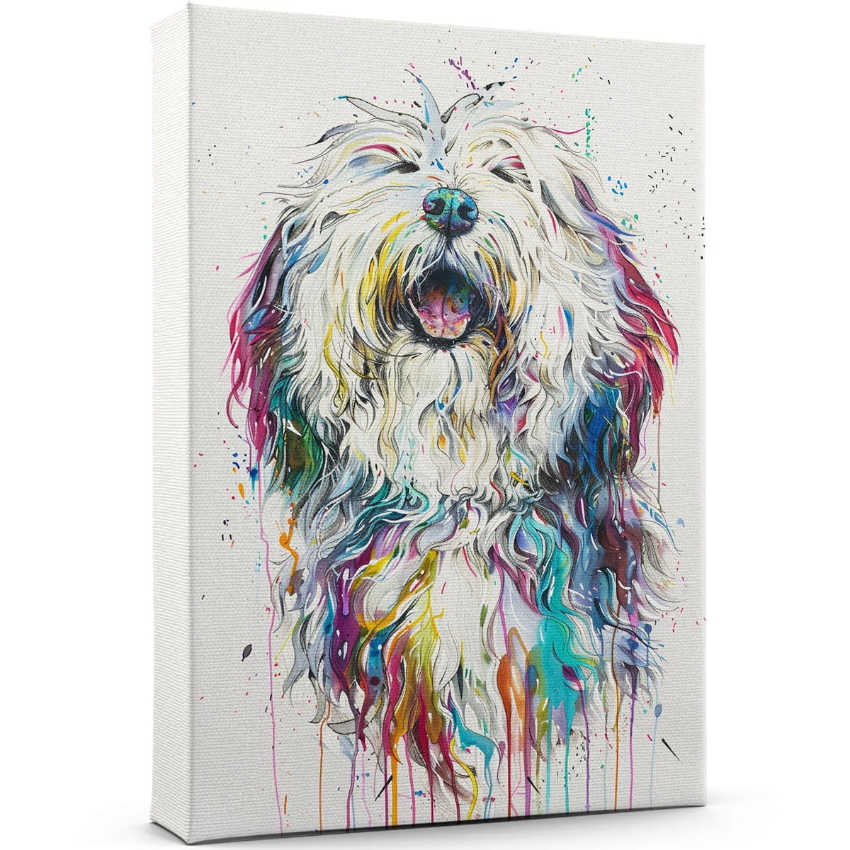 Bergamasco Sheepdog Canvas Wall Art, Modern Cute Colorful Bergamasco ...