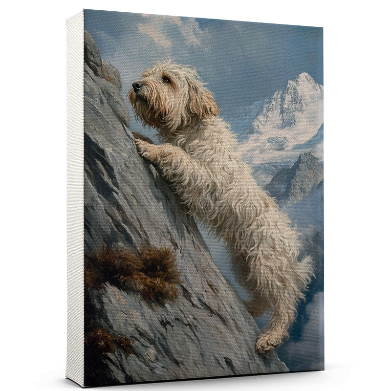 Bergamasco Sheepdog Cute Dog Climbing Stretched Canvas Size 8x12 ...
