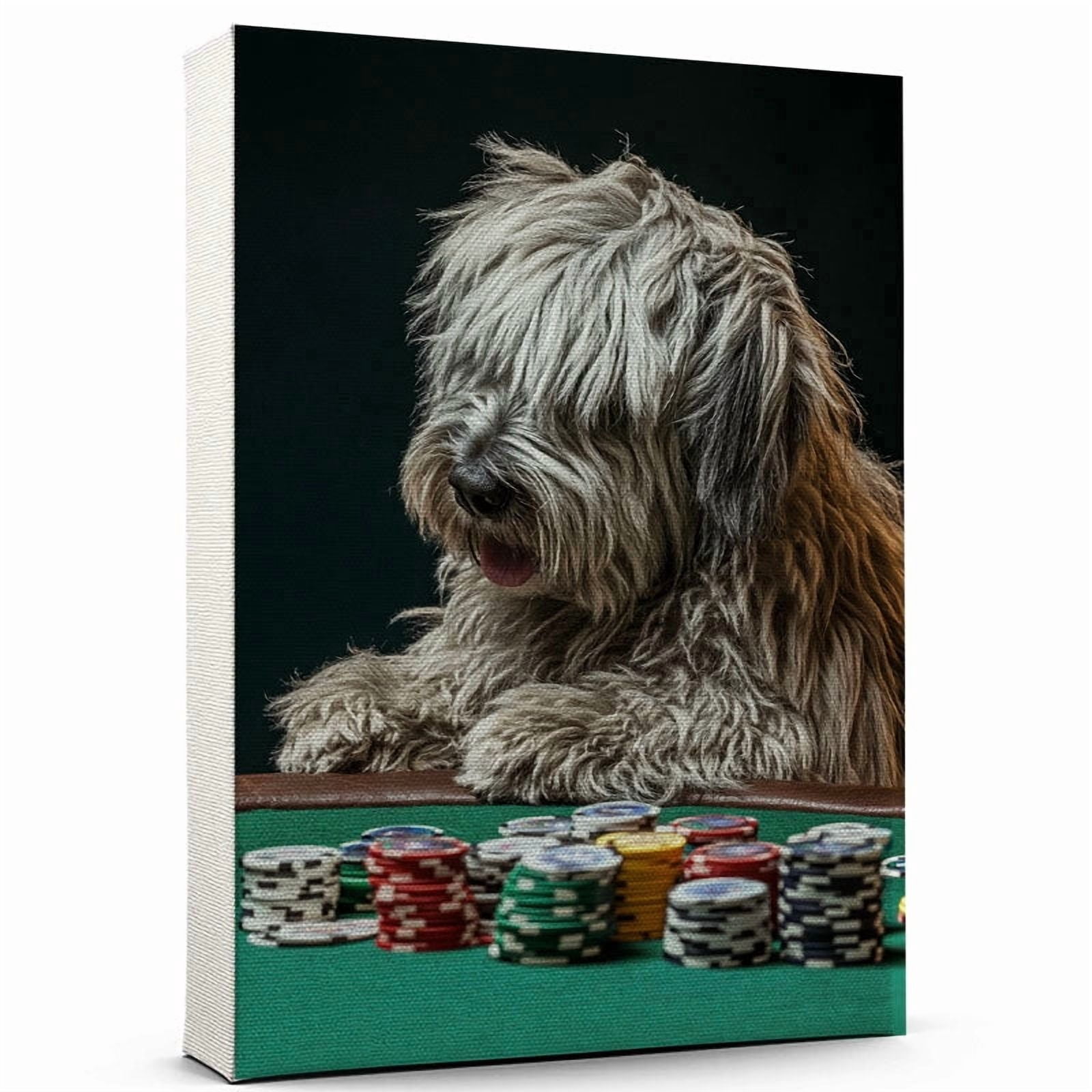 Bergamasco Sheepdog Dog Poker Stretched Canvas Size 8x12 – Funny ...