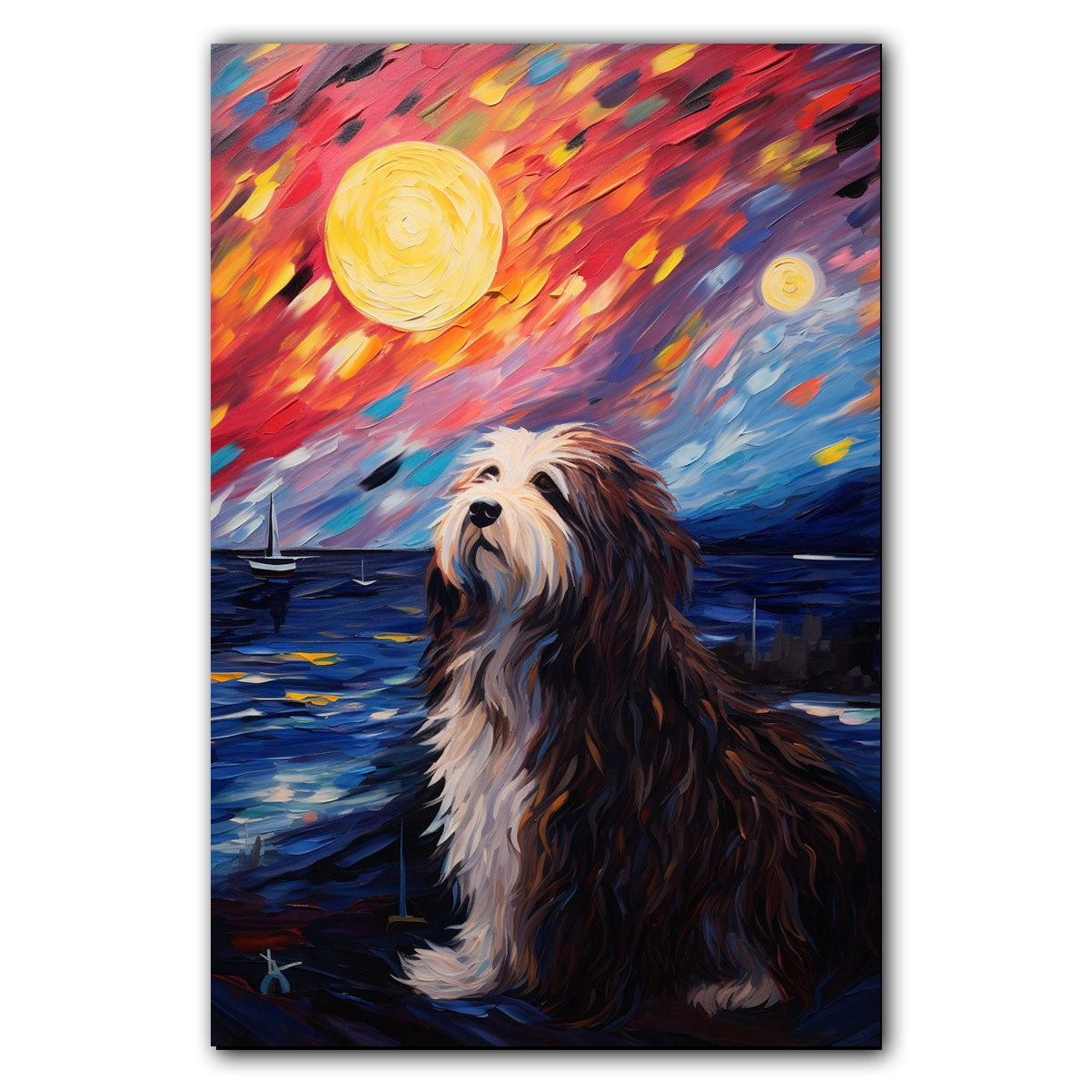 Bergamasco Sheepdog Dog Unframed Starry Night Van Gogh Inspired Dog Pet ...