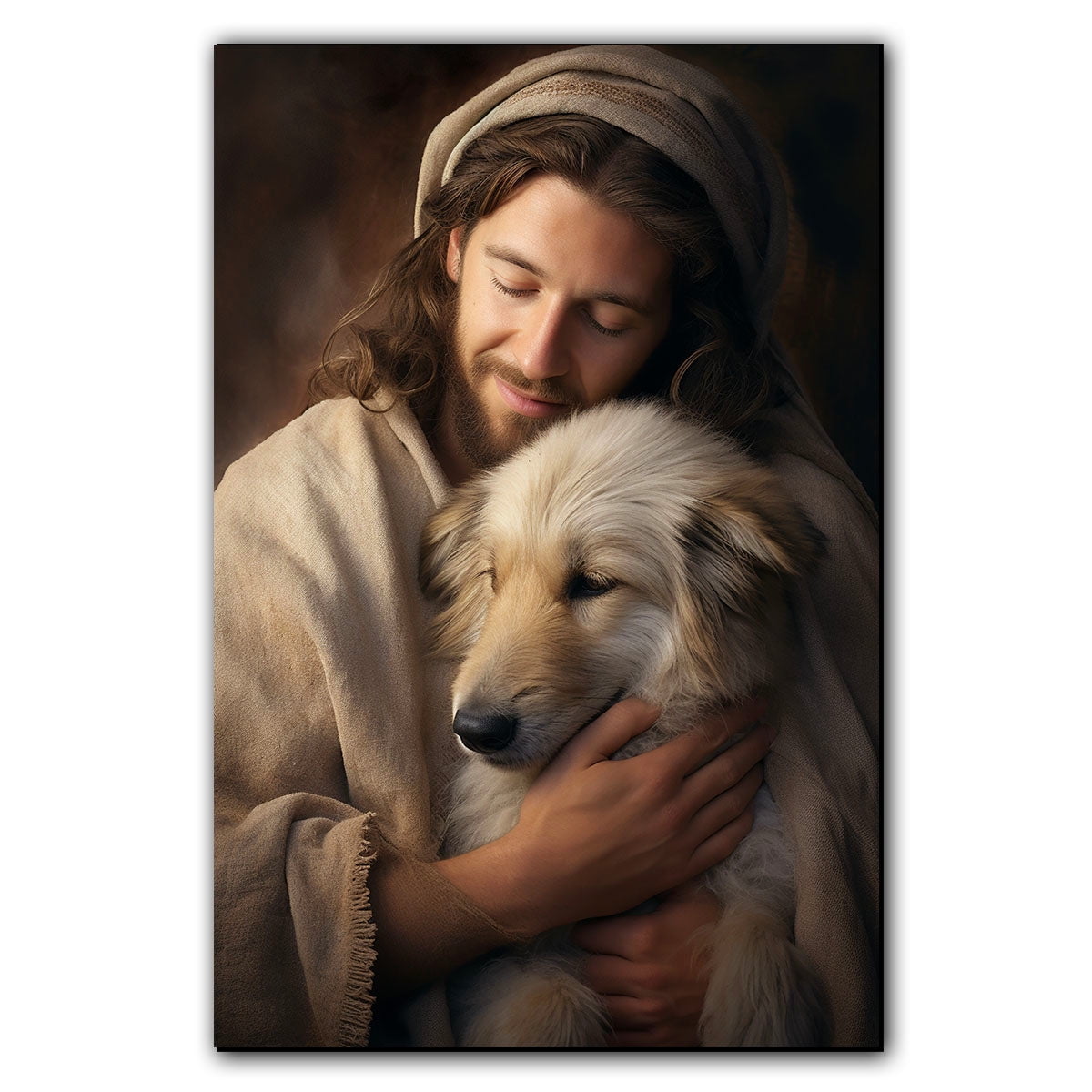 Bergamasco Sheepdog Gift - Dogs Breeds Canvas Wall Art - Man Hugging ...