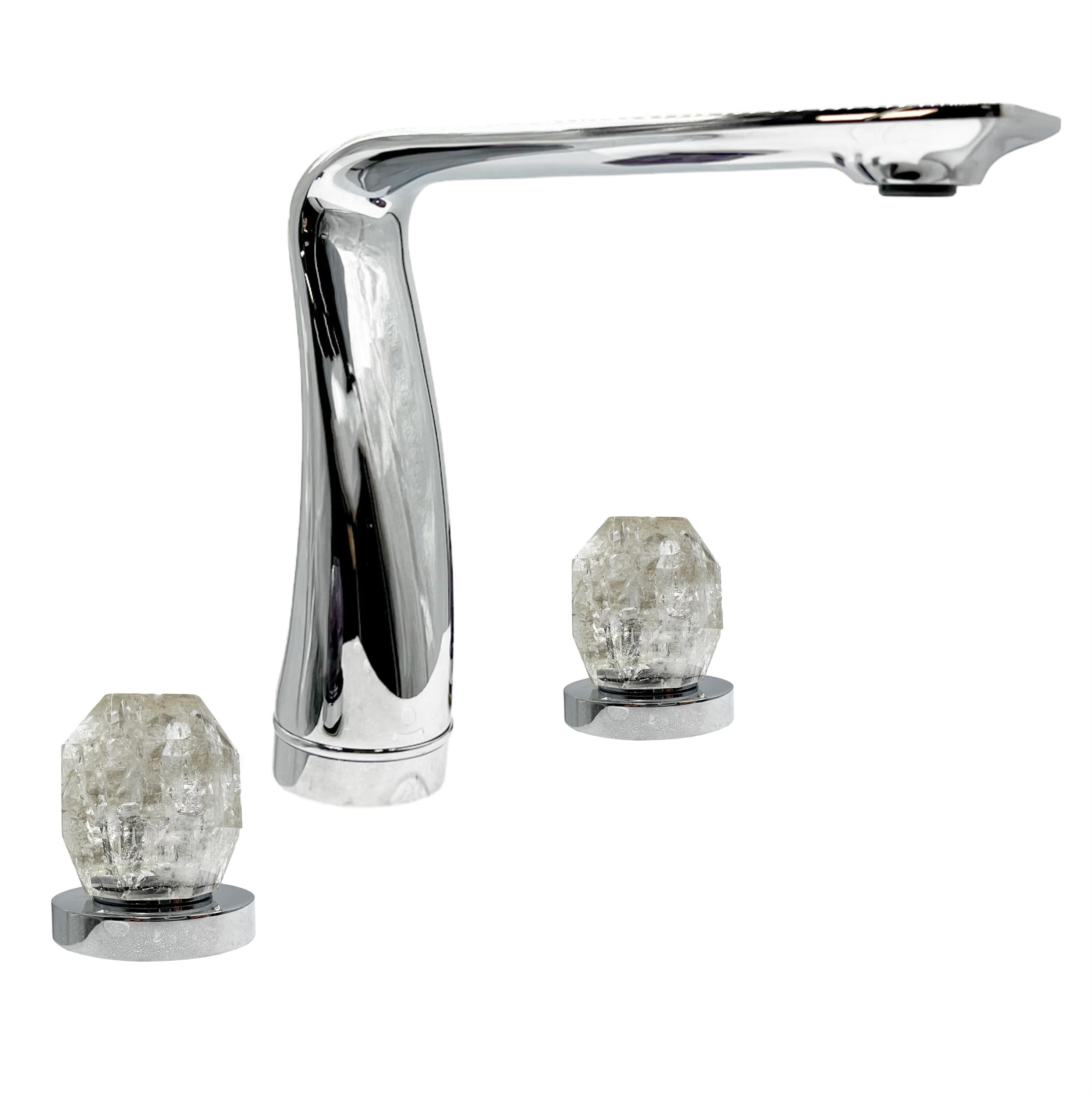 Bergamo Art Chrome Brass Bathroom Faucet with White Rock Crystal ...