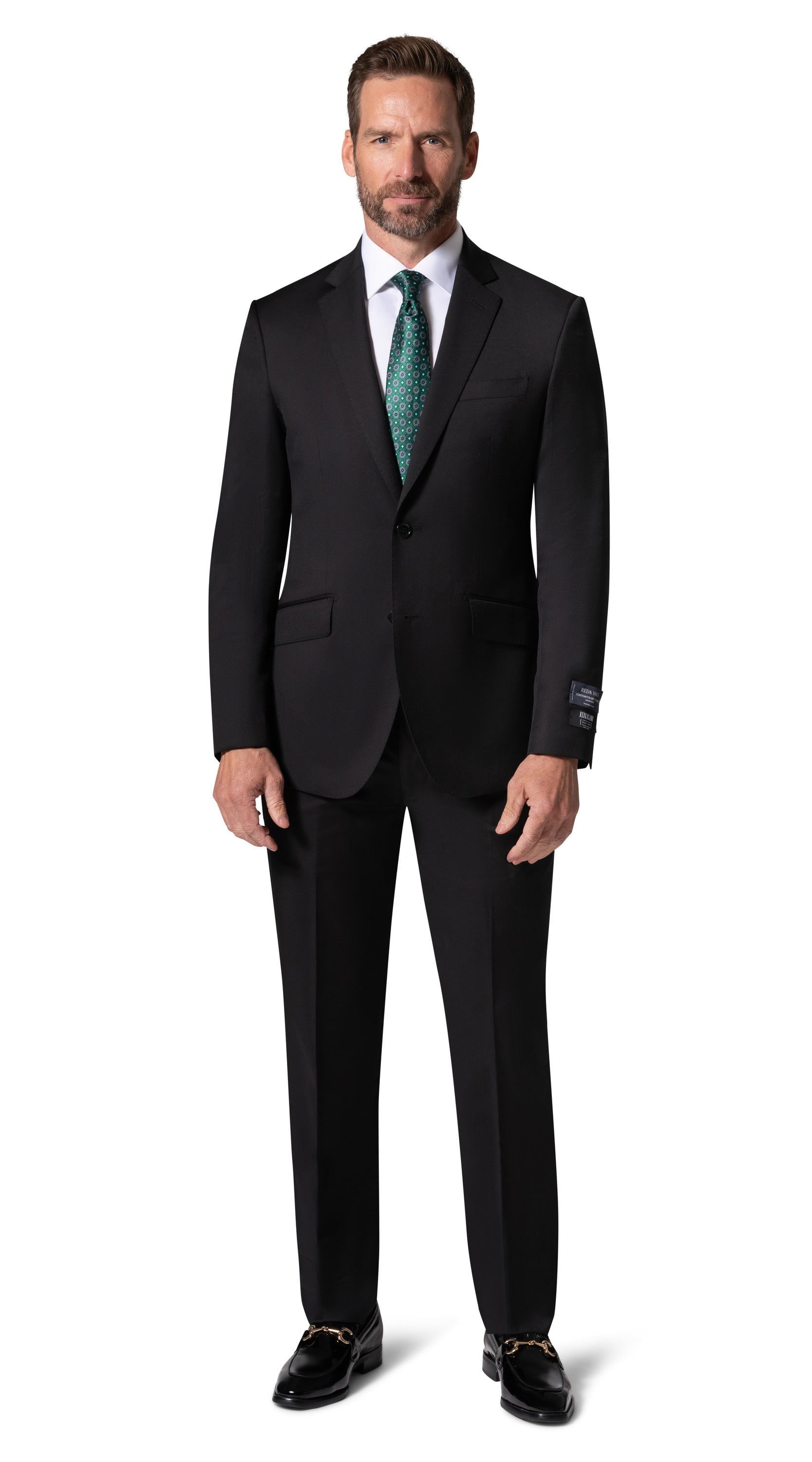 Bergamo Elegant - Reda | Modern Fit 2-Piece Solid Suit - Black ...