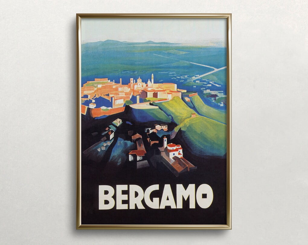 Bergamo Italy Print, Vintage Wall Art, Italy Travel Poster, Italy Wall ...
