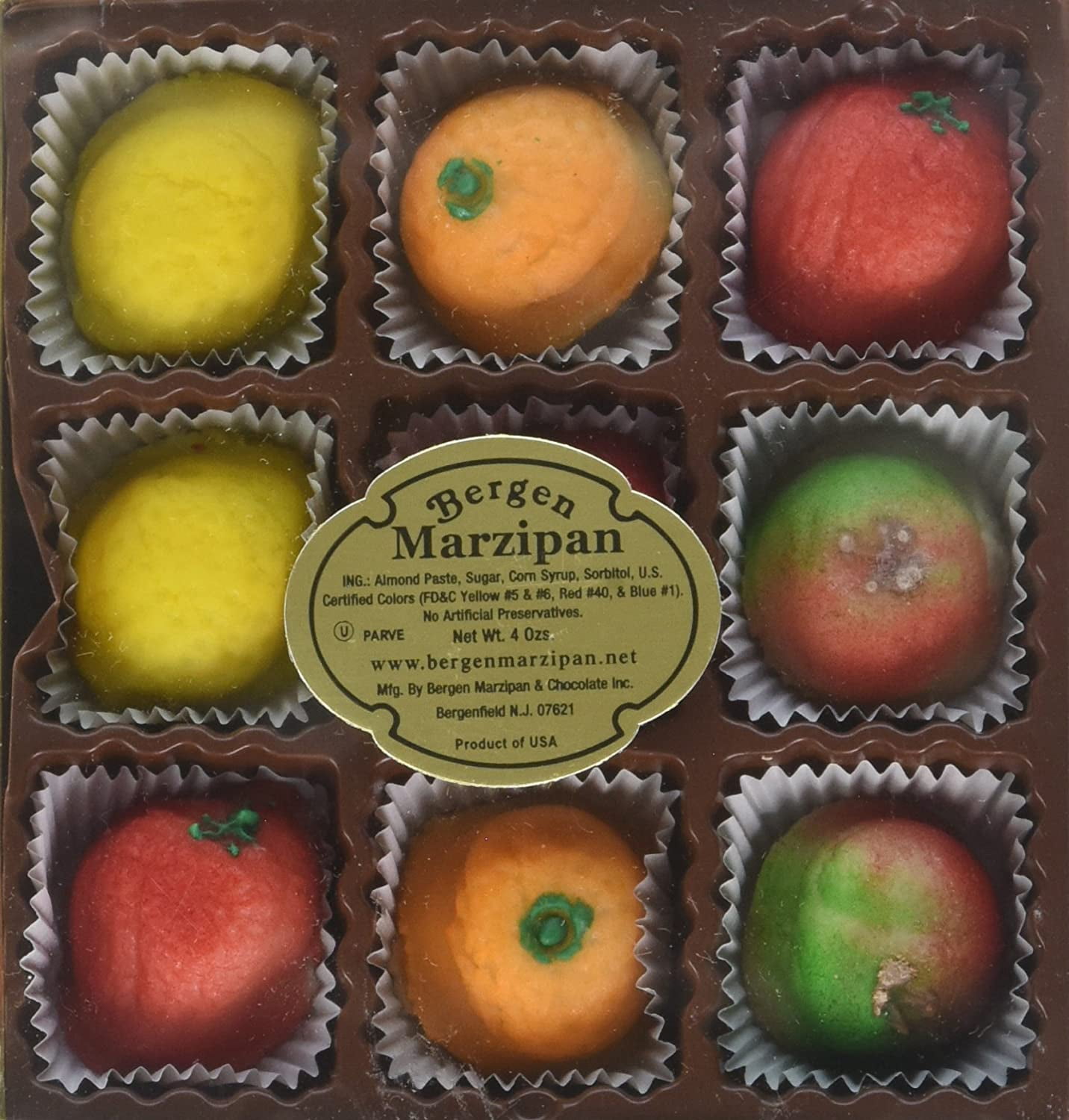 Bergen Marzipan Fruit, Assorted 9 Piece, Italian Candy, Almonds and ...