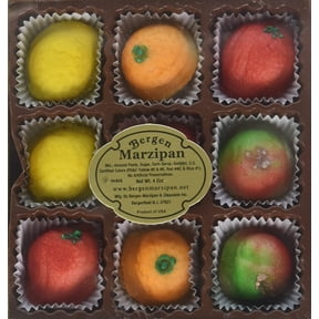 Bergen Marzipan Assorted Fruit Candy Tray 54-Piece 25 oz Handcrafted ...