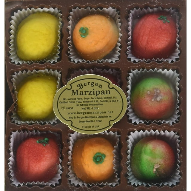 Bergen Classic European Marzipan Fruit Candy - 9 Piece (4 ounce ...