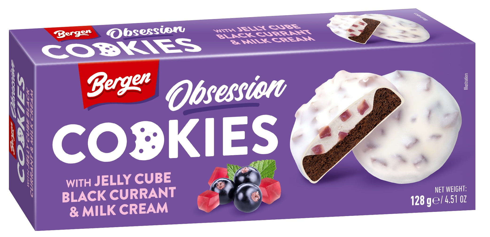 Bergen OBSESSION cookies with blackcurrant & milk cream 128g/4.51 oz ...