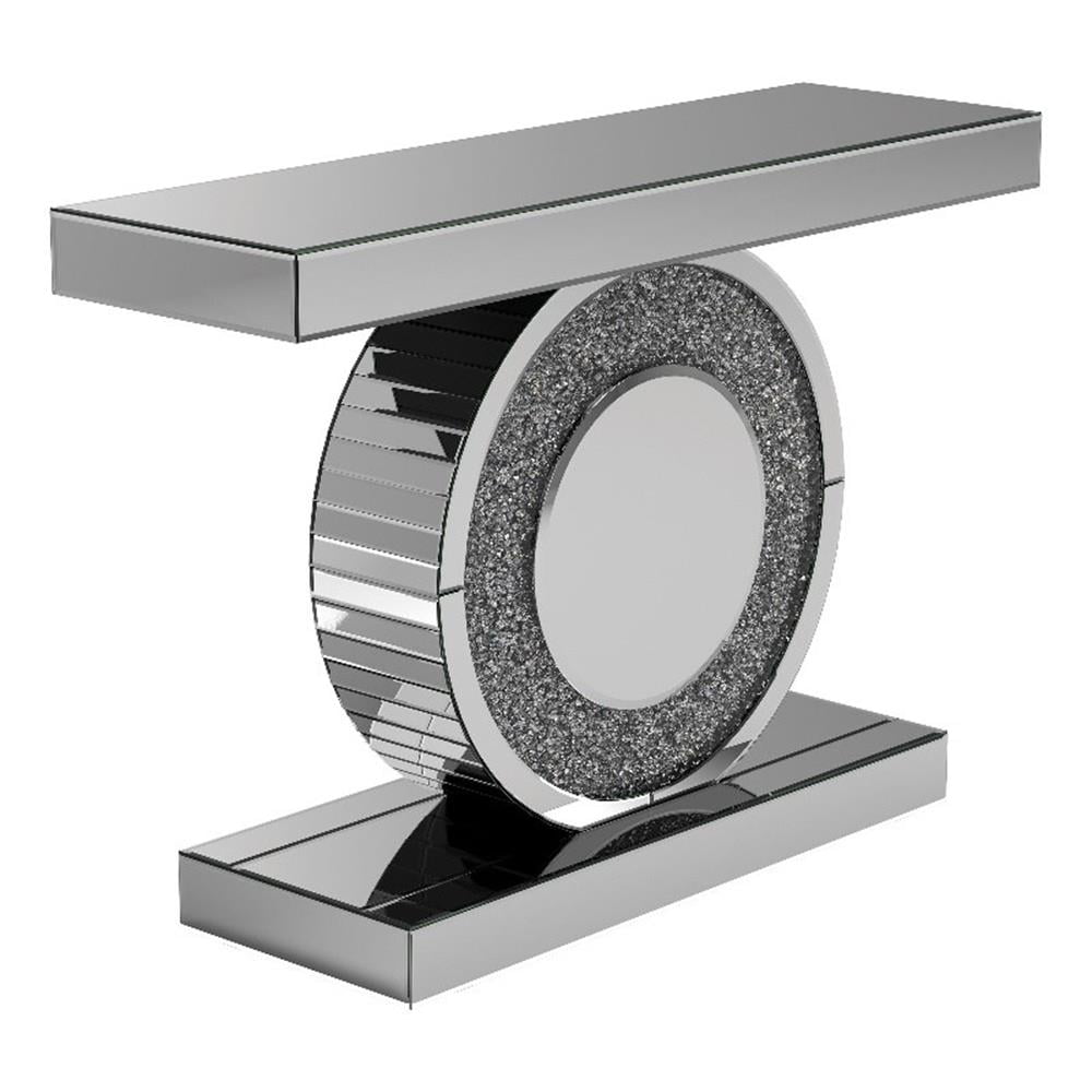 Bergenia Glass Geometric Silver Rectangular Console Table - Walmart.com