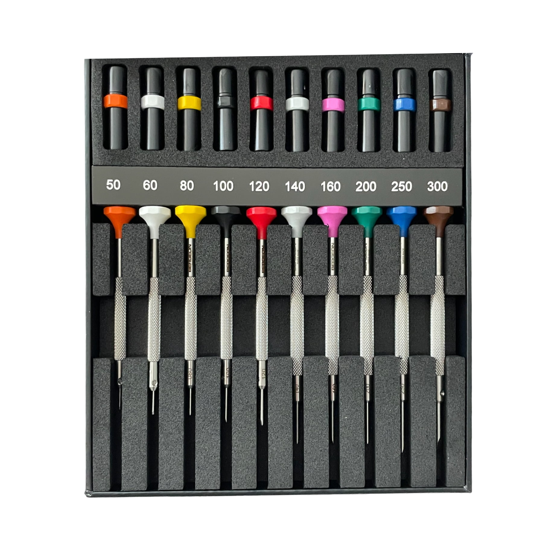 Bergeon 30081-AC10 set of 10 INOX watchmaker screwdrivers in box ...