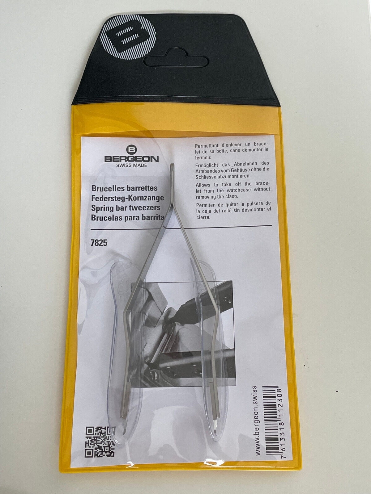 Bergeon 7825 Spring Bar Tweezers, Lug Removal Fitting Tool, Swiss Watch Tool - Walmart.com