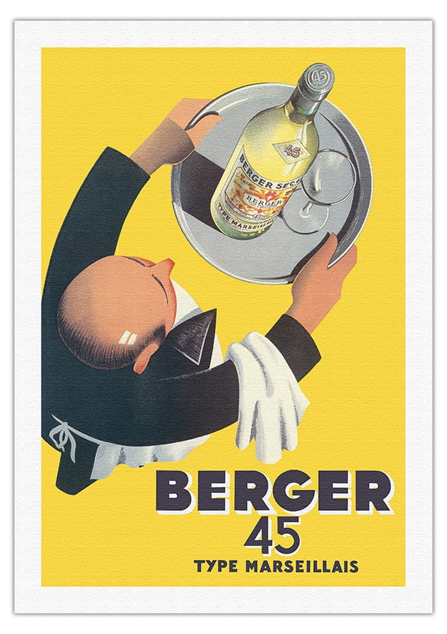 Berger 45 - Type Marseillais French Liquor - Vintage French Advertising Poster by Roland Ansieau ...