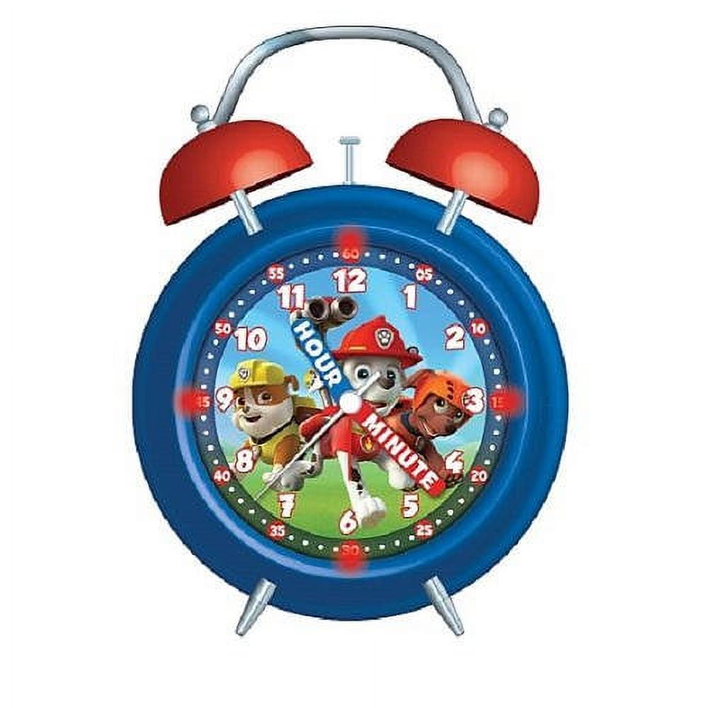 Paw Patrol Twin Bell Alarm Clock with Flashing Lights and Time Teaching ...