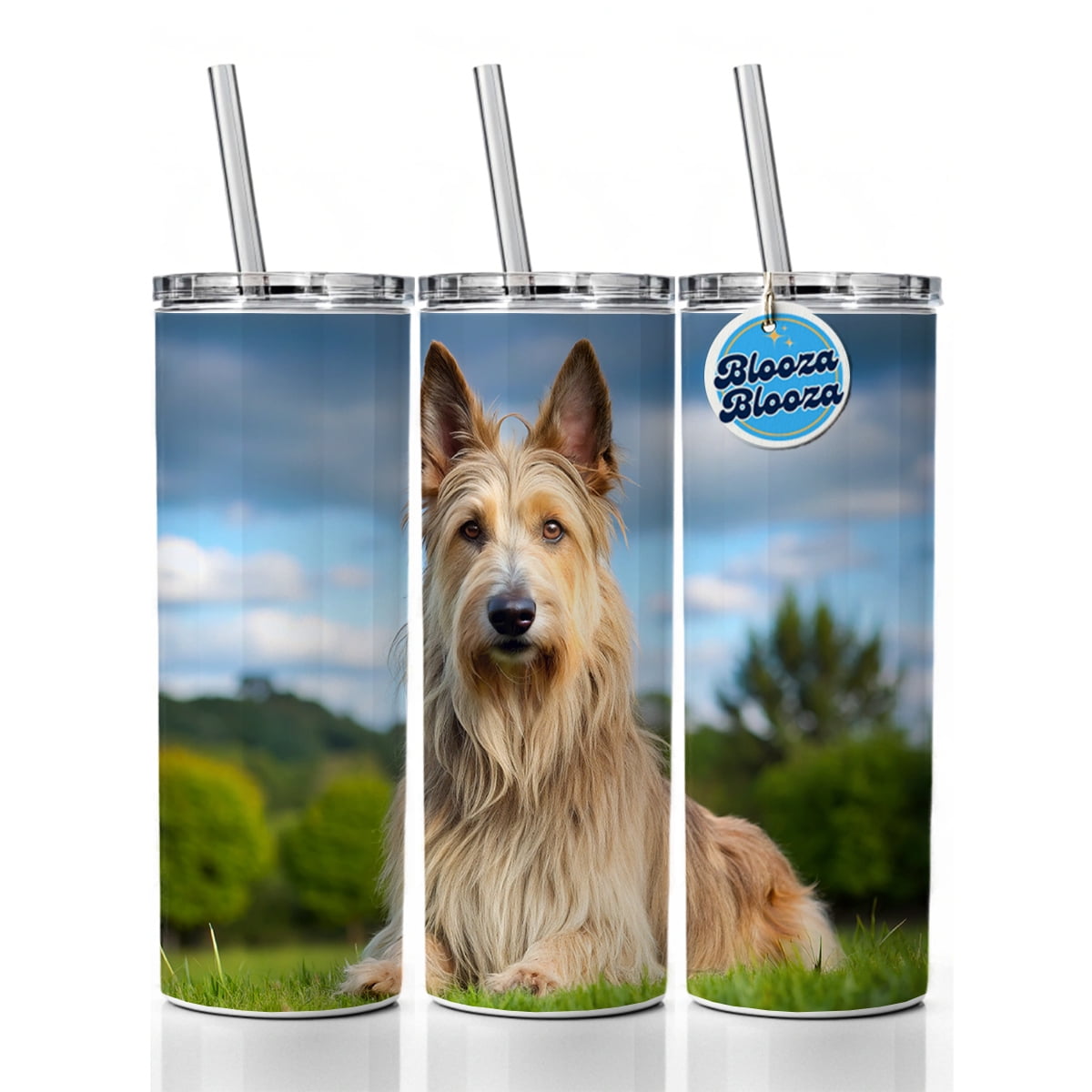 Berger Picard Dog Photo 20oz Insulated Water Bottle Skinny Tumbler Includes Straw - Walmart.com