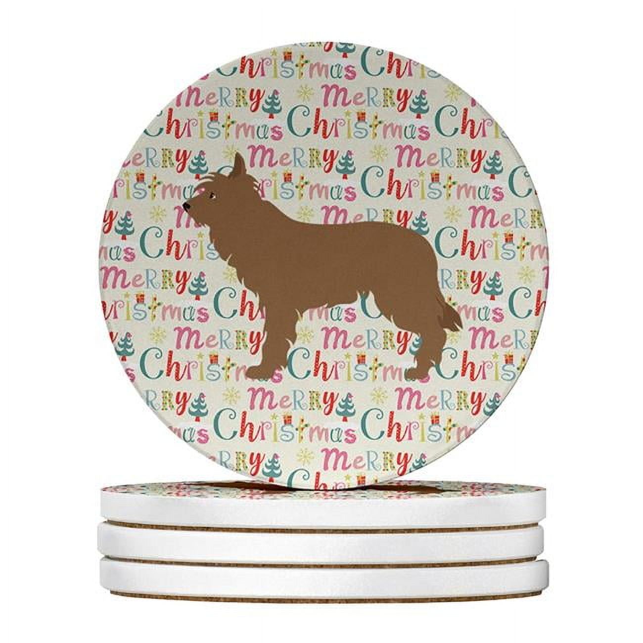 Berger Picard Merry Christmas Large Sandstone Coasters Pack of 4 4 in x ...