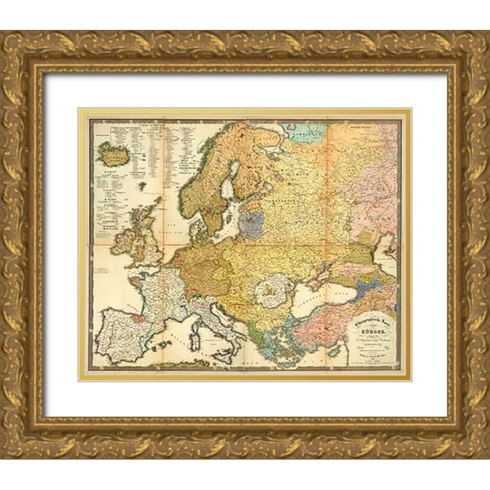 Berghaus, Heinrich 18x15 Gold Ornate Wood Framed with Double Matting ...