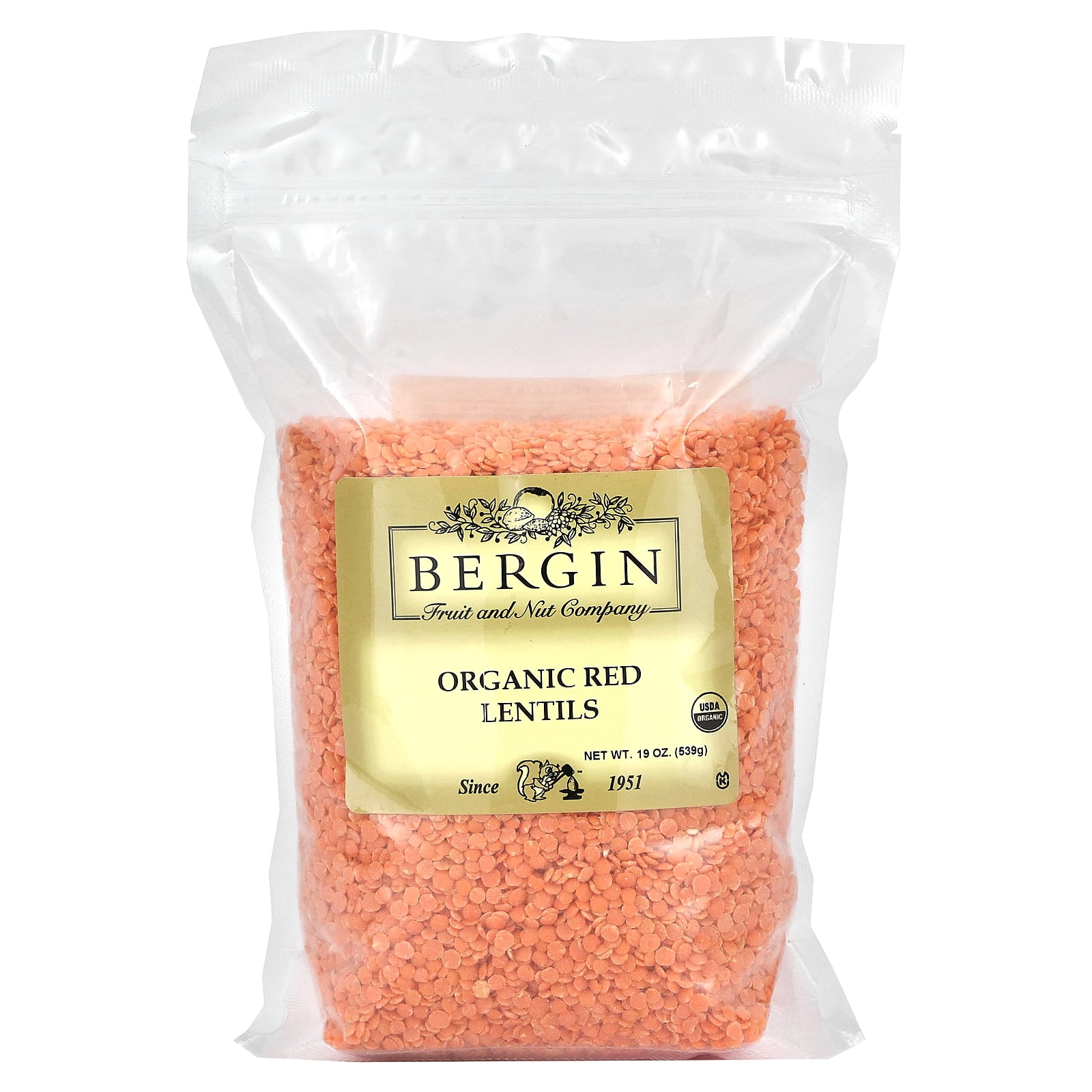 Bergin Fruit and Nut Company Organic Red Lentils, 19 oz (539 g ...