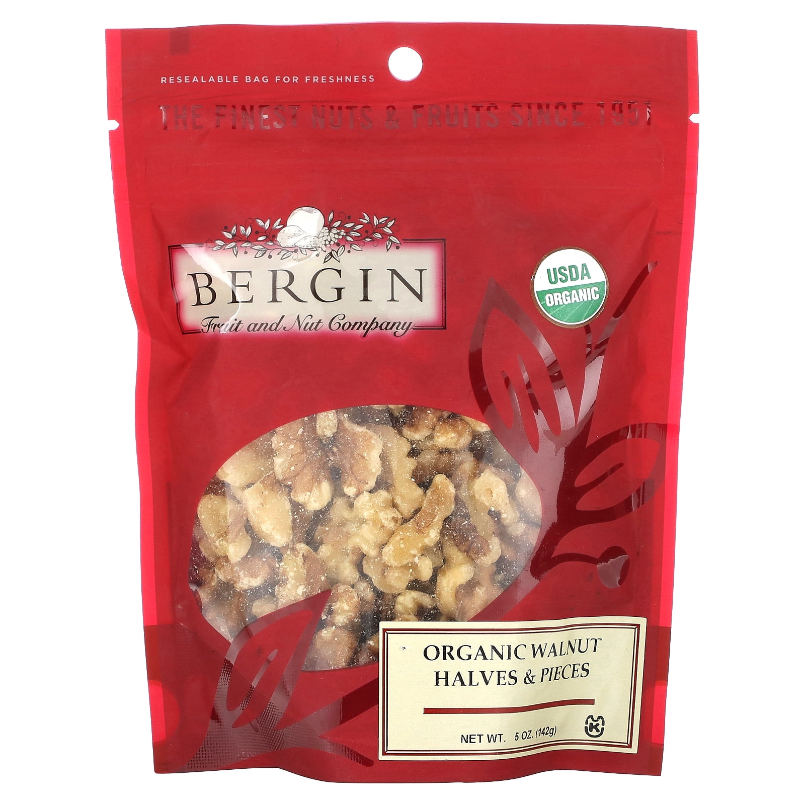Bergin Fruit and Nut Company Organic Walnut Halves & Pieces, 5 oz (142 ...