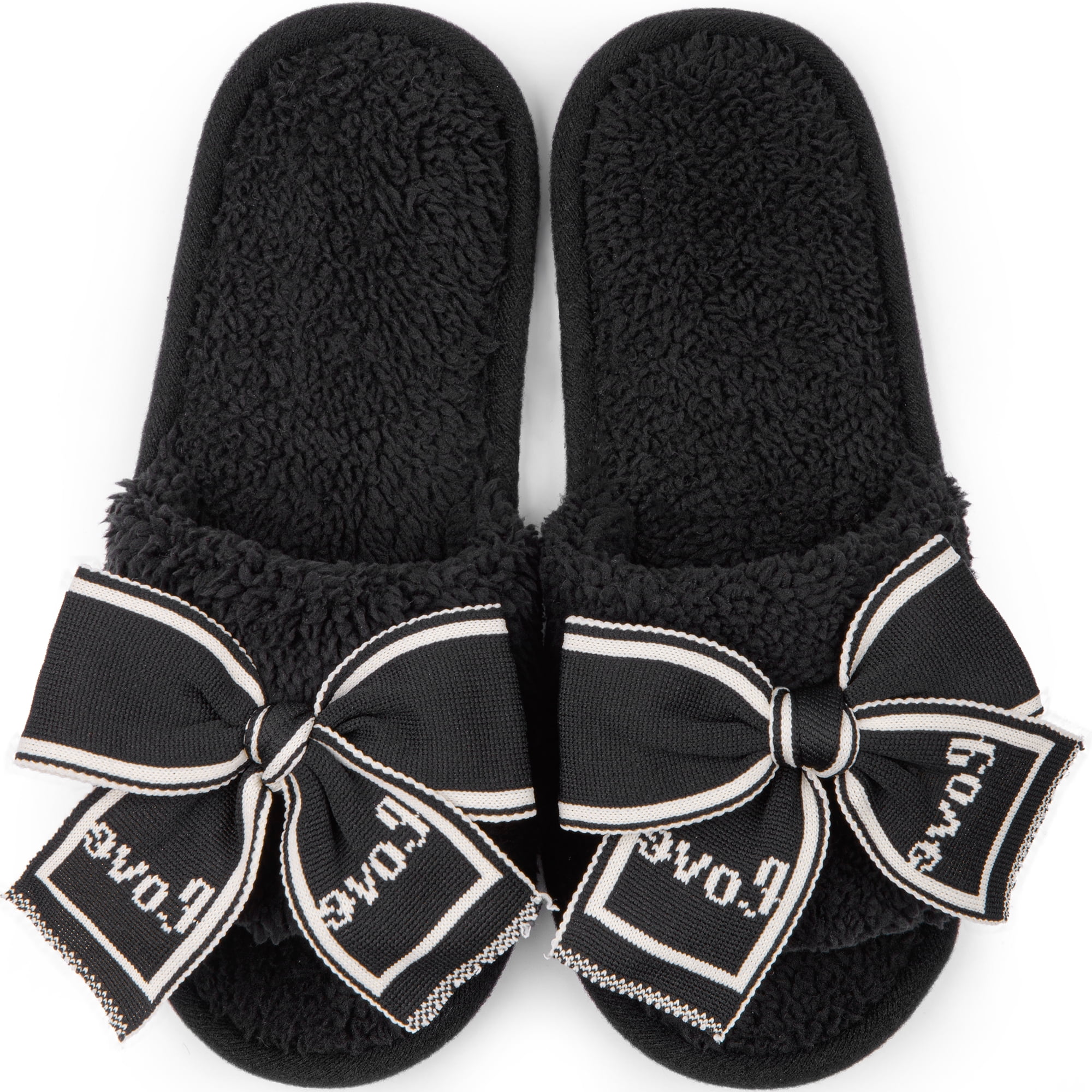 Bergman Kelly Fuzzy Slippers for Women, Open Toe Faux Fur Slides, Bow ...