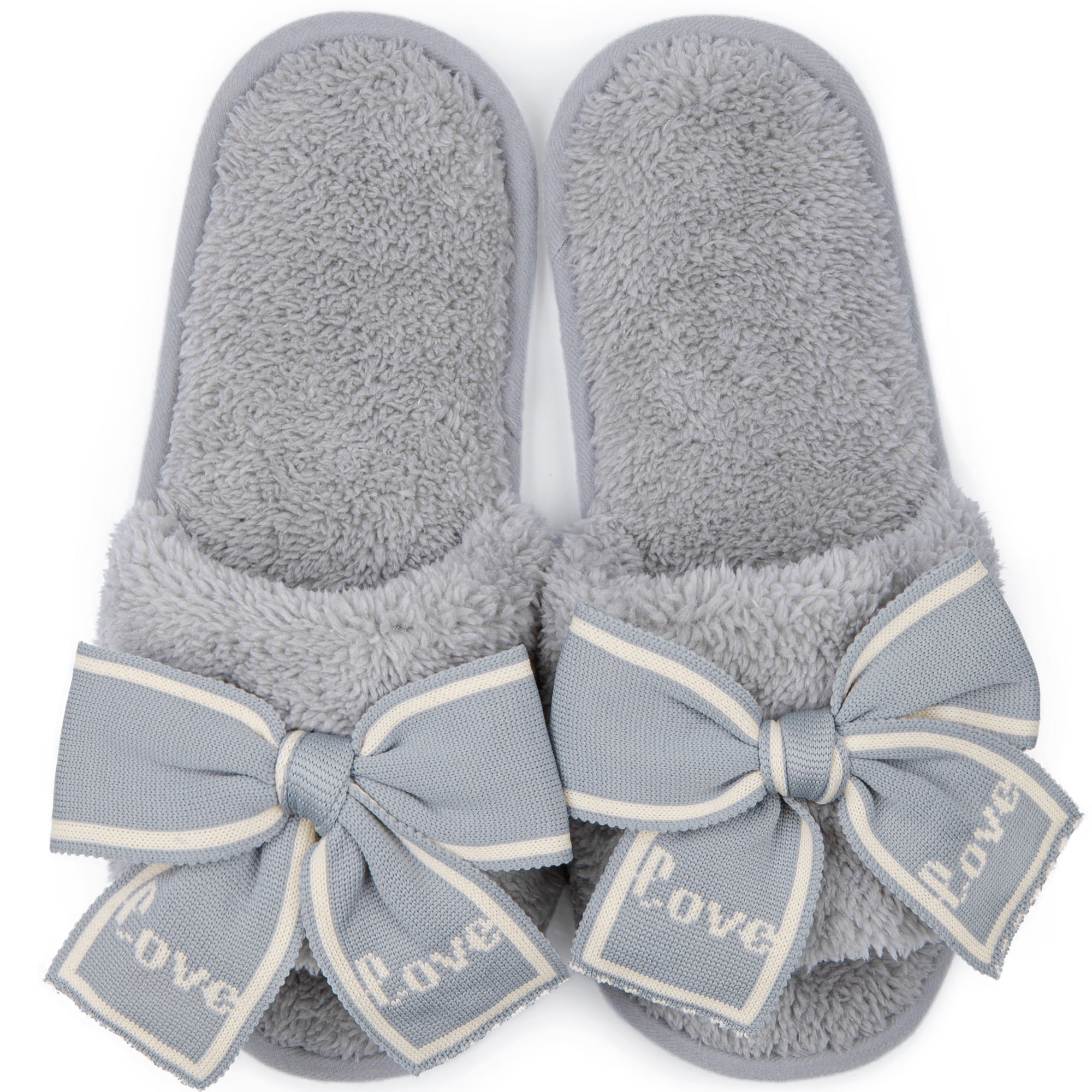 Bergman Kelly Fuzzy House Slippers for Women, Open Toe Fluffy Faux Fur ...