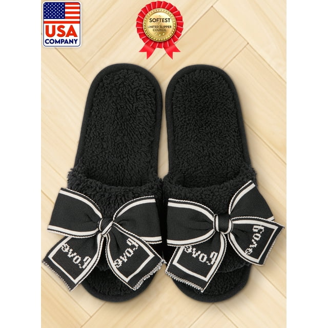 Bergman Kelly Fuzzy House Slippers for Women, Open Toe Fluffy Fur ...