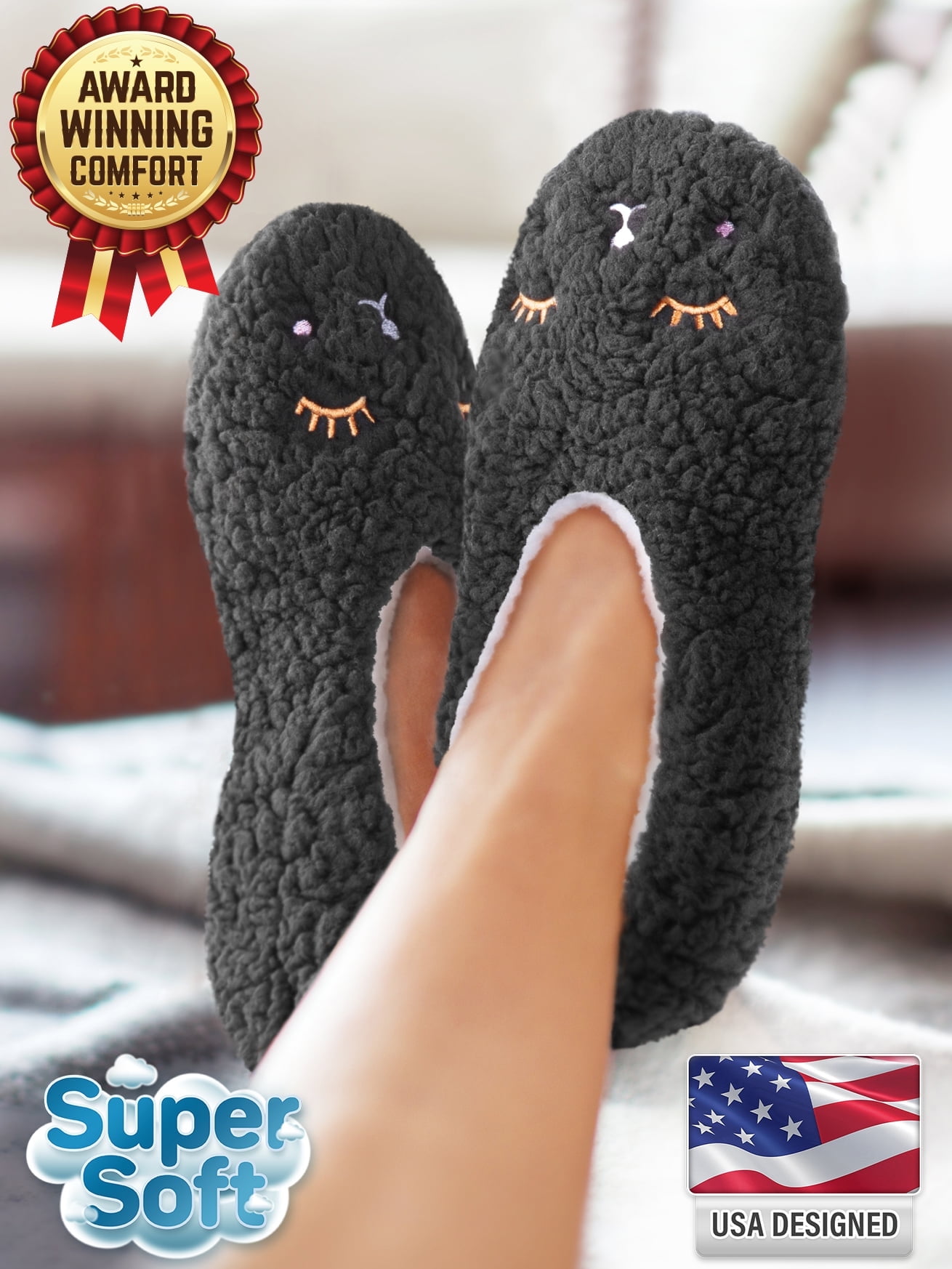 Bergman Kelly Fuzzy Slippers for Women, Cozy Indoor House Shoes with Anti-Skid Sole, Super Soft ...
