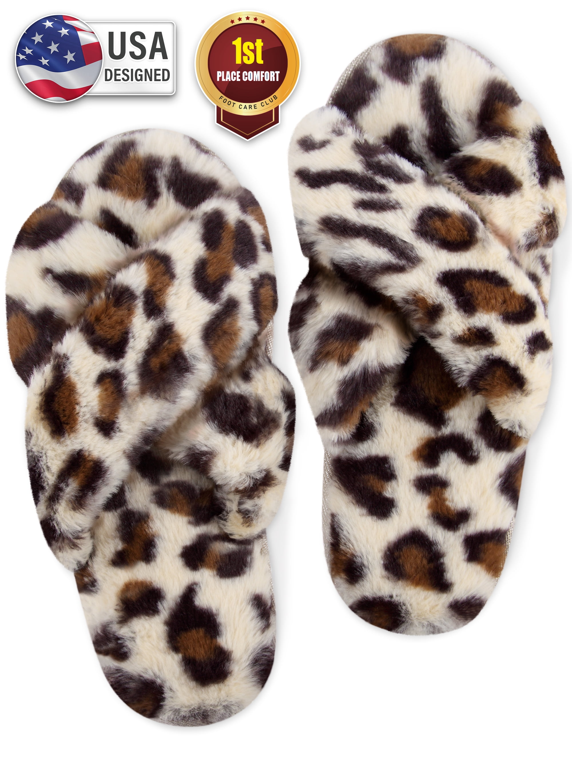 Bergman Kelly Women's Fuzzy House Slippers, Open Toe Scuff Style, Anti ...