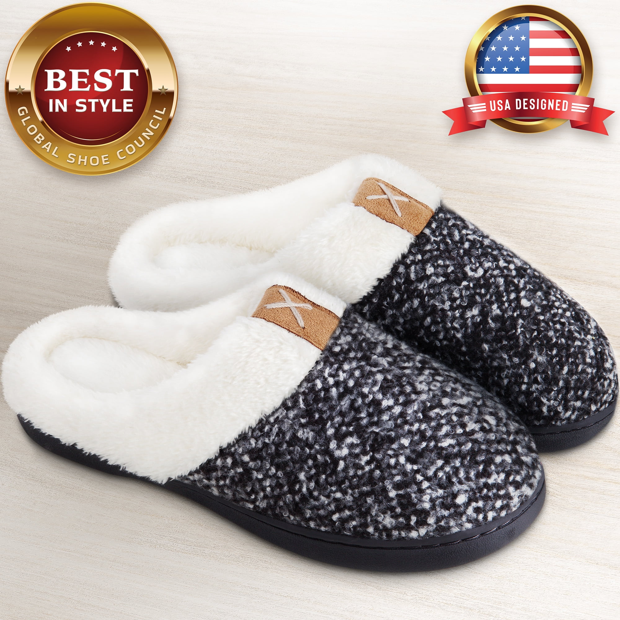 Bergman Kelly Women's Anti-Slip Scuff Slippers with Memory Foam & Fuzzy ...