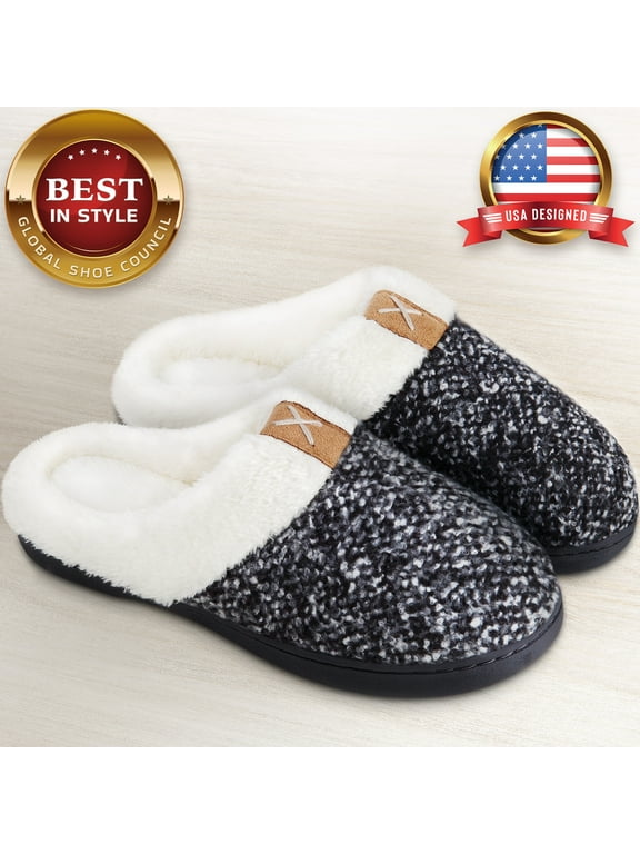 Litfun Women's Memory Foam Slippers, Warm Comfy Indoor/Outdoor House ...
