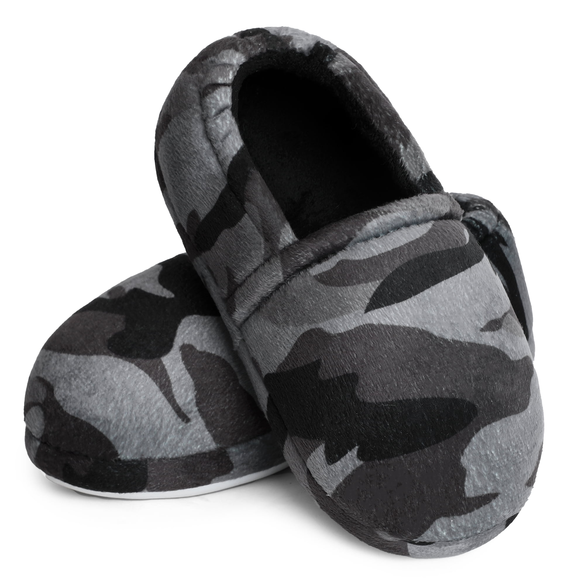 Berhood Boys Camouflage Memory Foam Slippers, Indoor Slip-On Bedroom ...