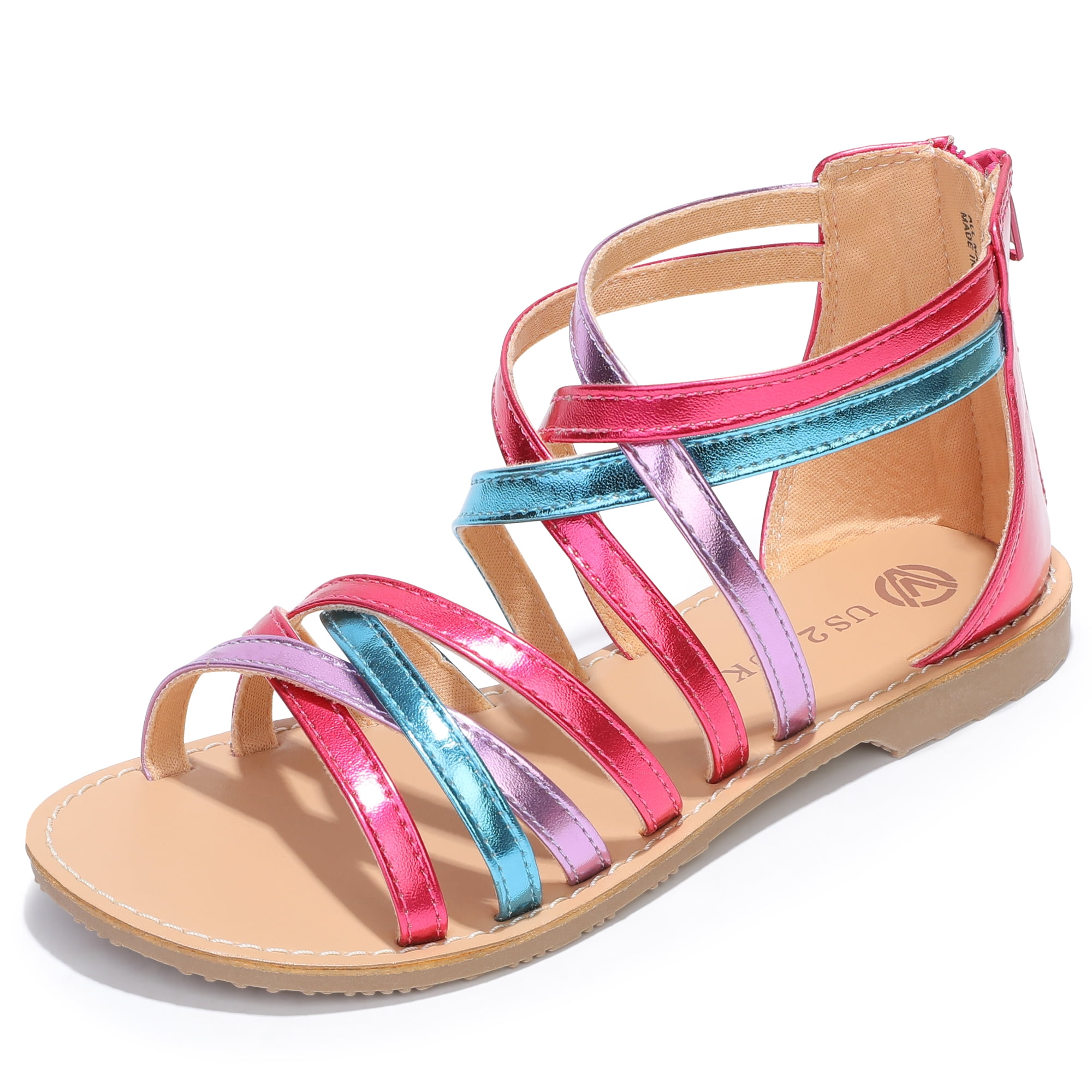 Berhood Girls Gladiator Sandals Open Toe Strappy Dress Summer Flat ...