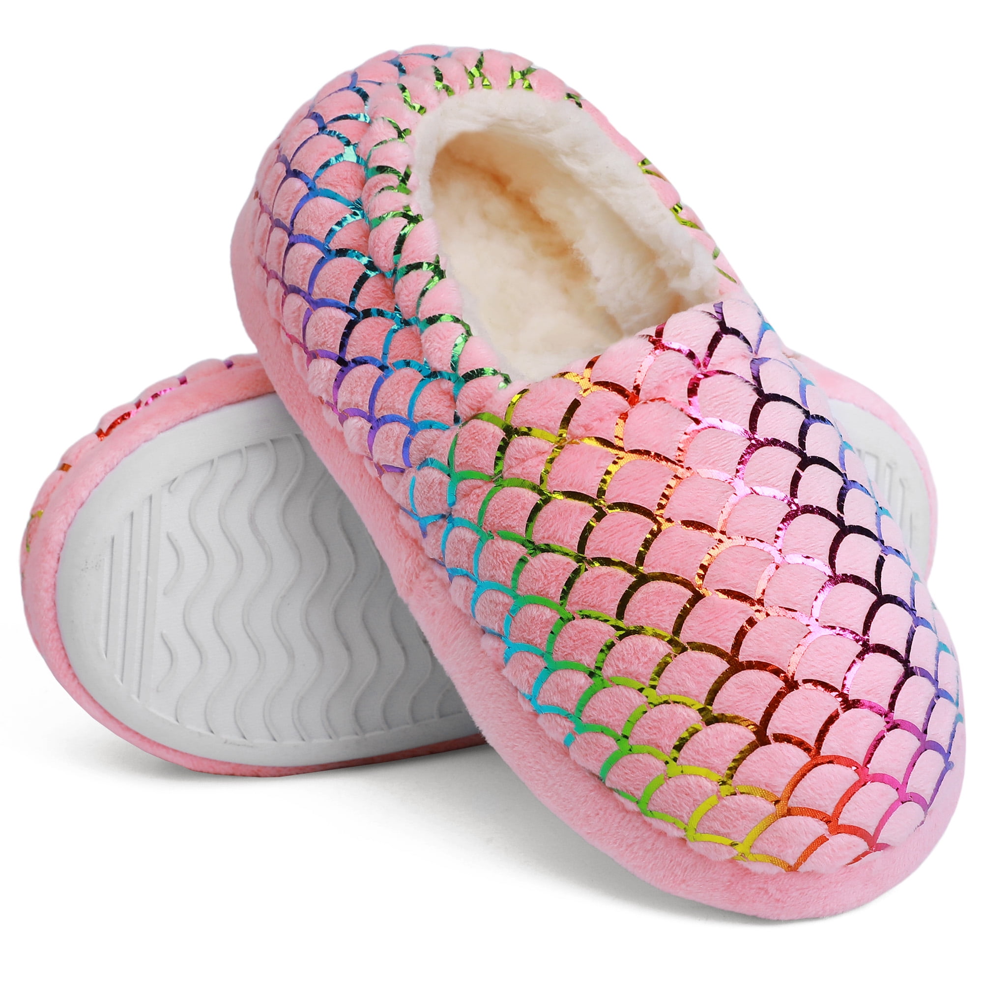 Berhood Girls Slippers Warm Plush Fuzzy House Slippers for Kids Indoor ...