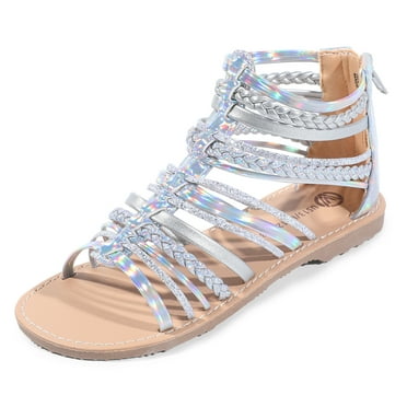 Wonder Nation Little & Big Girls Metallic Gladiator Sandal - Walmart.com