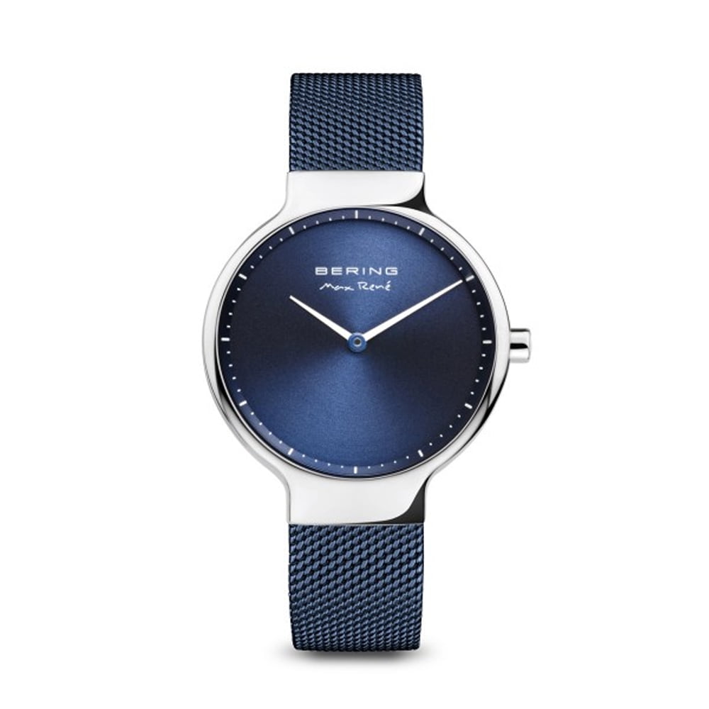Bering 15531-307 Female Max Rene Polished Silver Mesh Watch with Blue ...