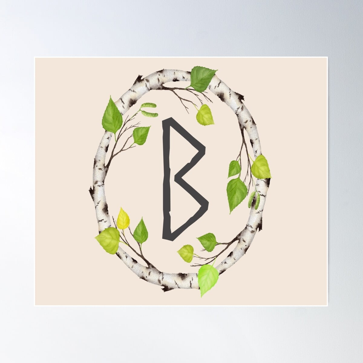 Berkana Elder Futhark Viking Rune Poster Wall Art, Modern Wall Decor ...