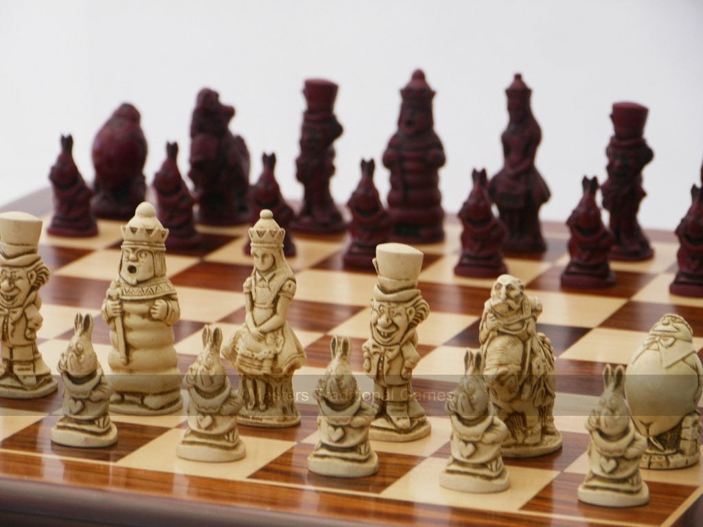 Berkeley Alice in Wonderland Ornamental Chess Set (cream and red, board ...